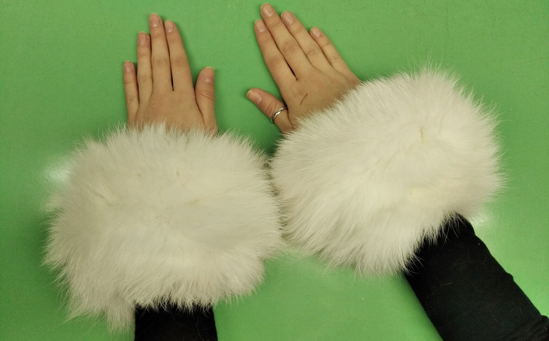 White Fox Fur Cuffs,fur Cuffs, Fox Cuffs, Women Cuffs, Natural Fur ...