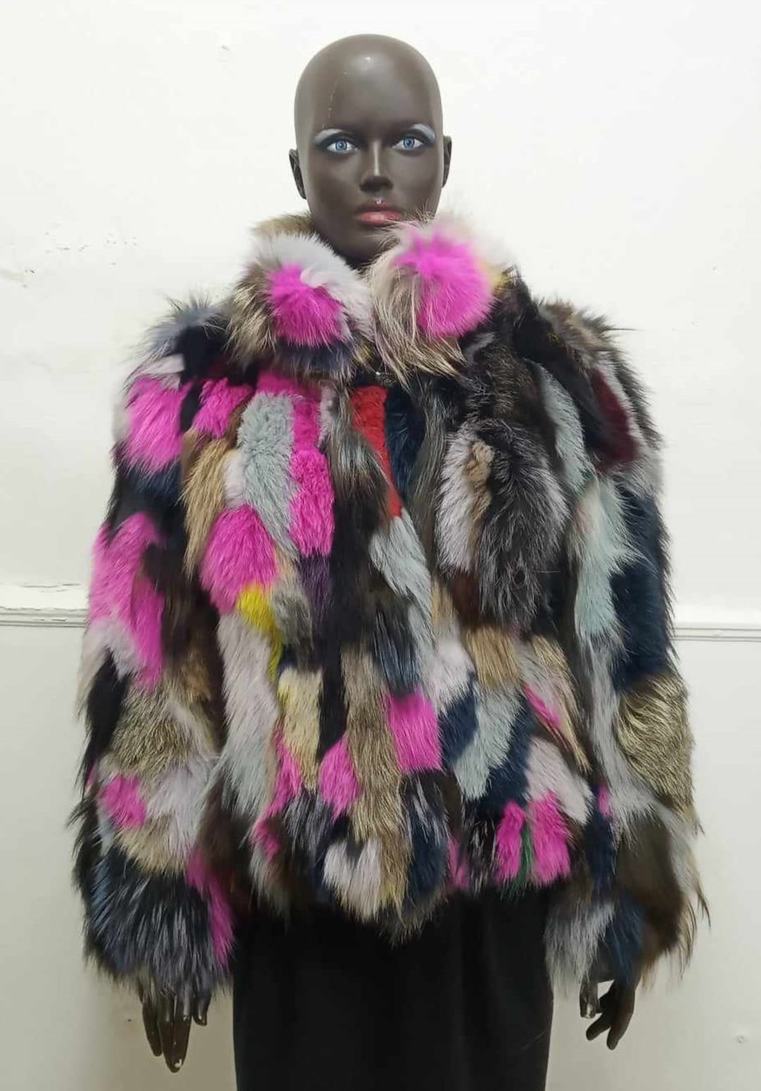 Colourful Fox Fur Jacket Luxury Fox Jacket Elegant Skin Fox - Etsy