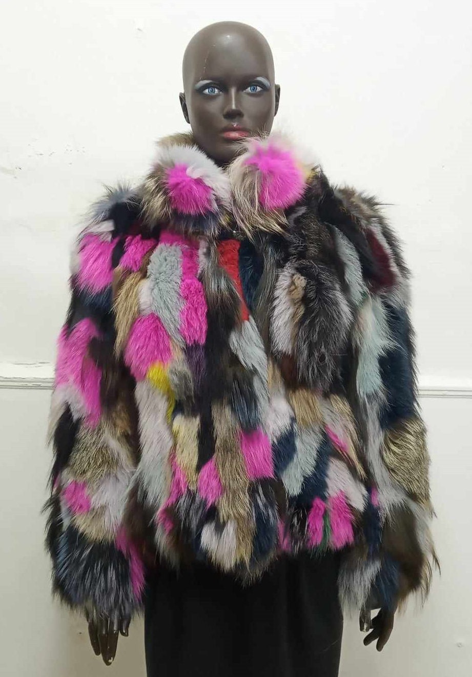Colourful Fox Fur Jacket Luxury Fox Jacket Elegant Skin Fox - Etsy