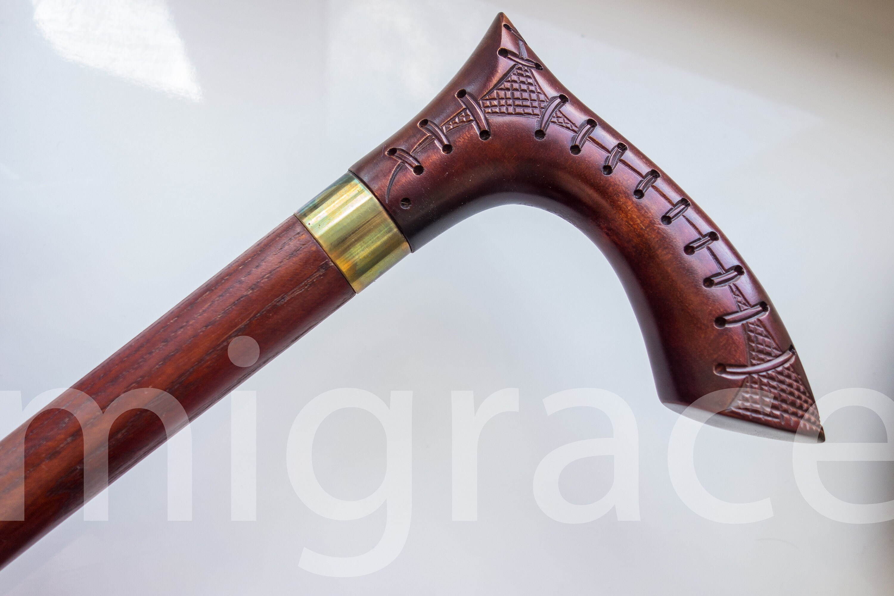 PATHFINDER Walking STICK Wood CANE Carving Unique Art Brown - Etsy