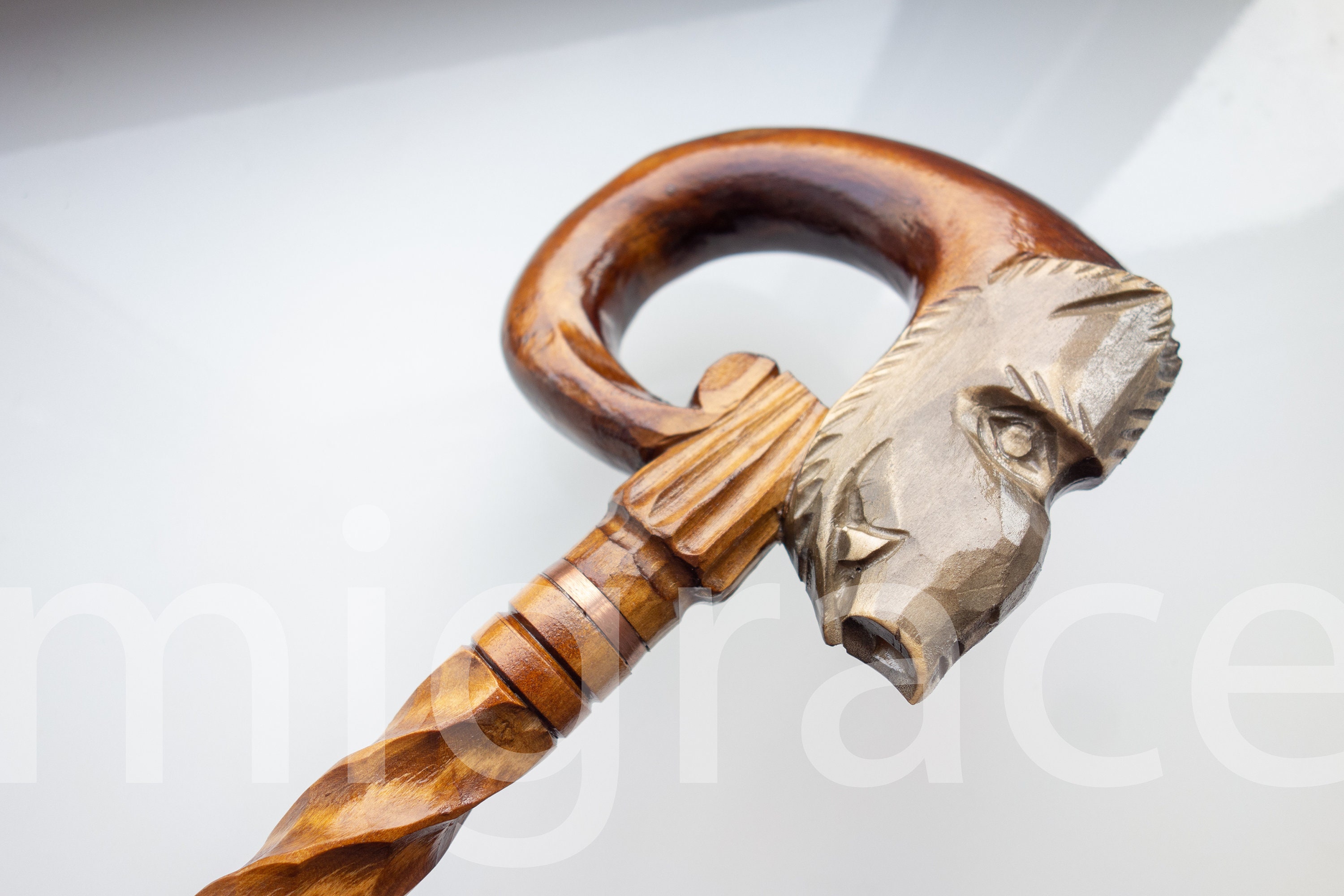 BOAR Gehstock Holz CANE Schnitzerei Unikat Kunst Braun Holz - Etsy.de