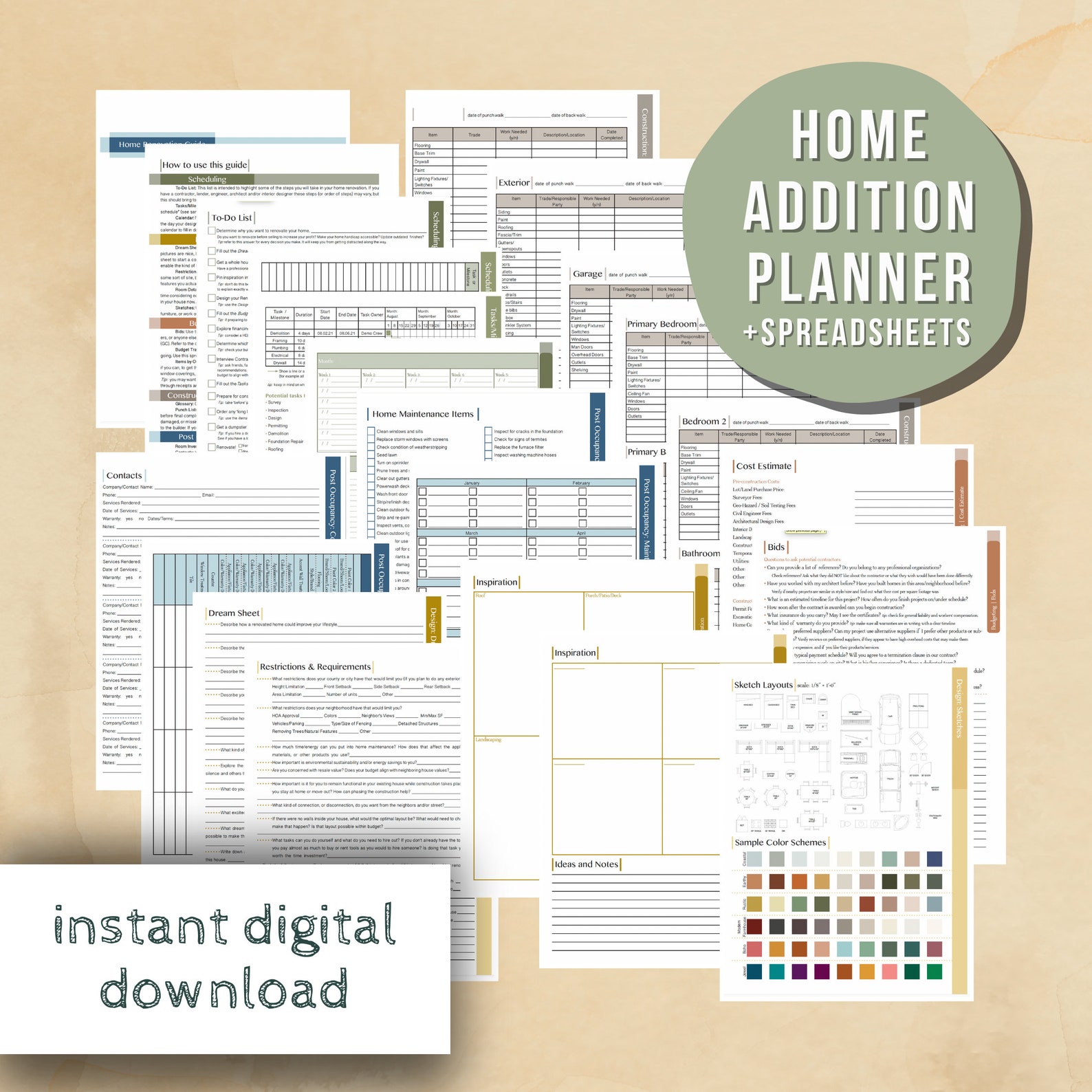 Home Addition Guide House Addition Organizer Planner Instant Download ...