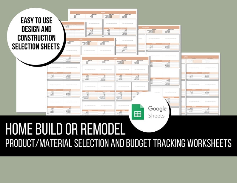 Interior Design Selection & Renovation Budget Spreadsheets - Etsy