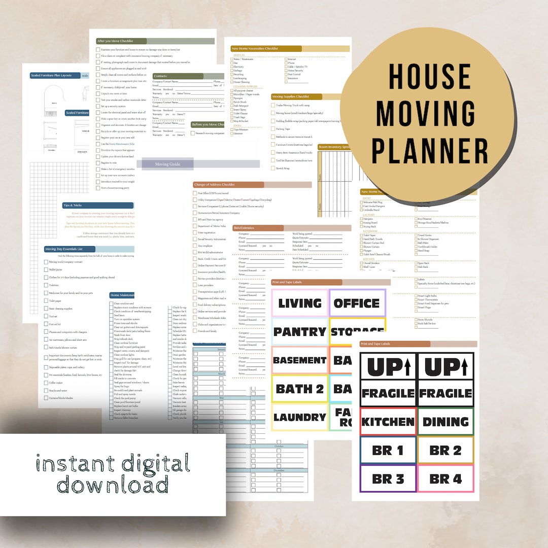Moving Planner Checklists Relocation Guide Moving PCS Military Move ...