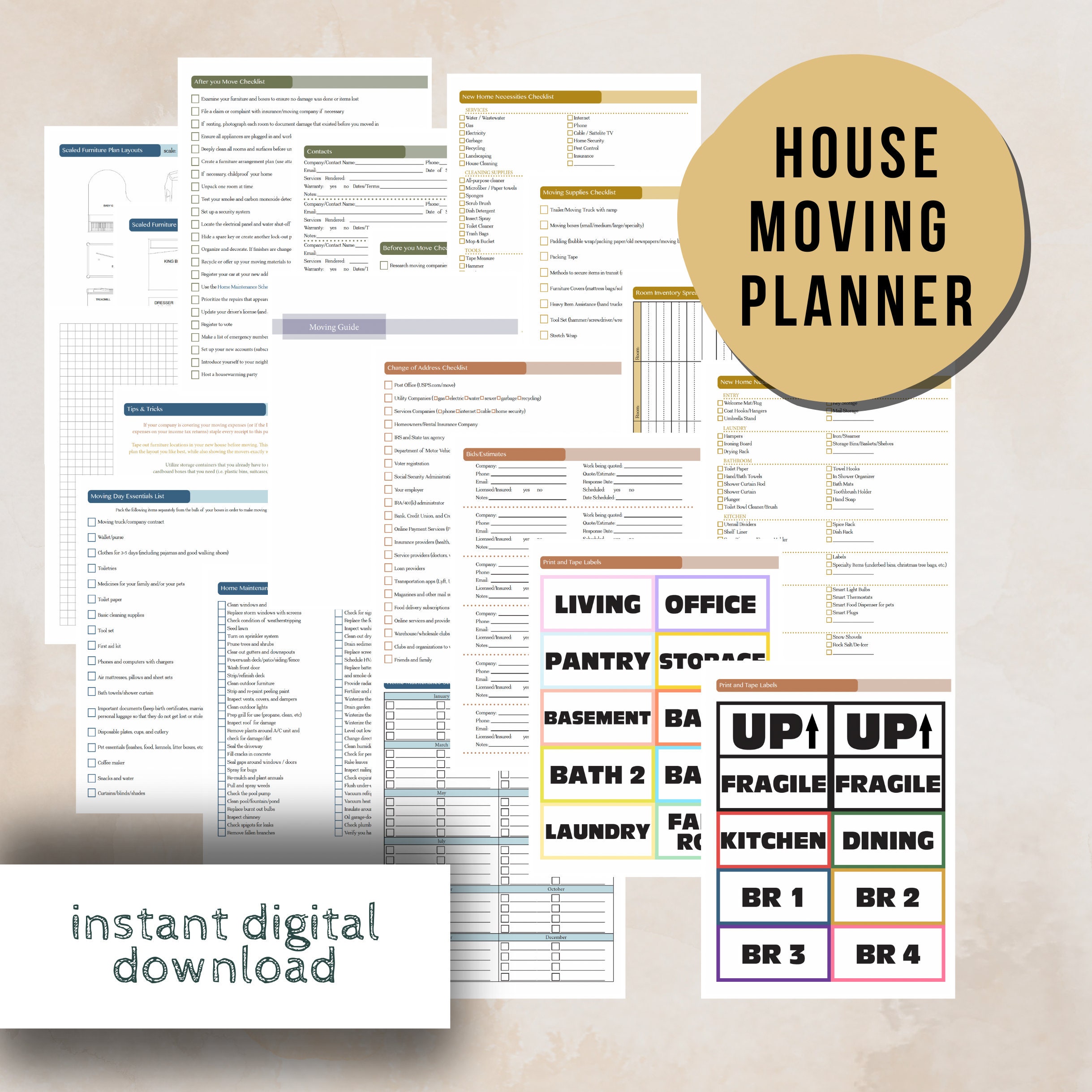 Moving Planner Checklists Relocation Guide Moving PCS Military Move ...