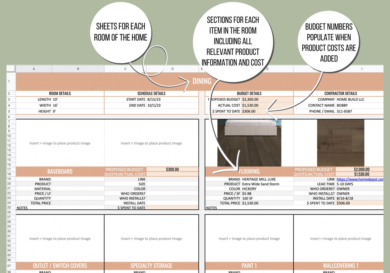 Interior Design Selection Renovation Budget Spreadsheets Remodel New ...