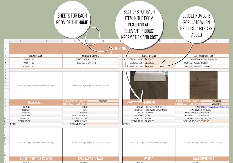 Interior Design Selection Renovation Budget Spreadsheets Remodel New ...