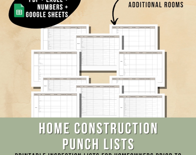 Home Construction Punch List Instant Download Printable Snag List New ...