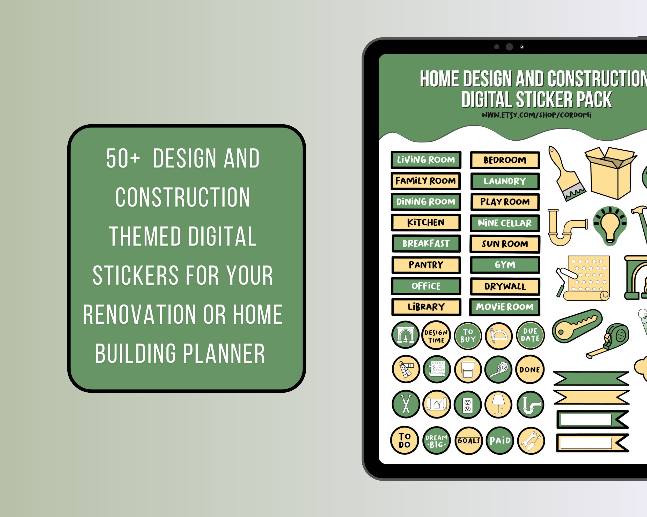 Home Design and Construction Digital Planner Stickers, Goodnotes ...
