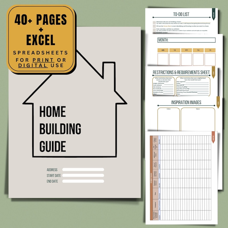 Home Building Planner, Custom Home Planner, New House Construction, New ...