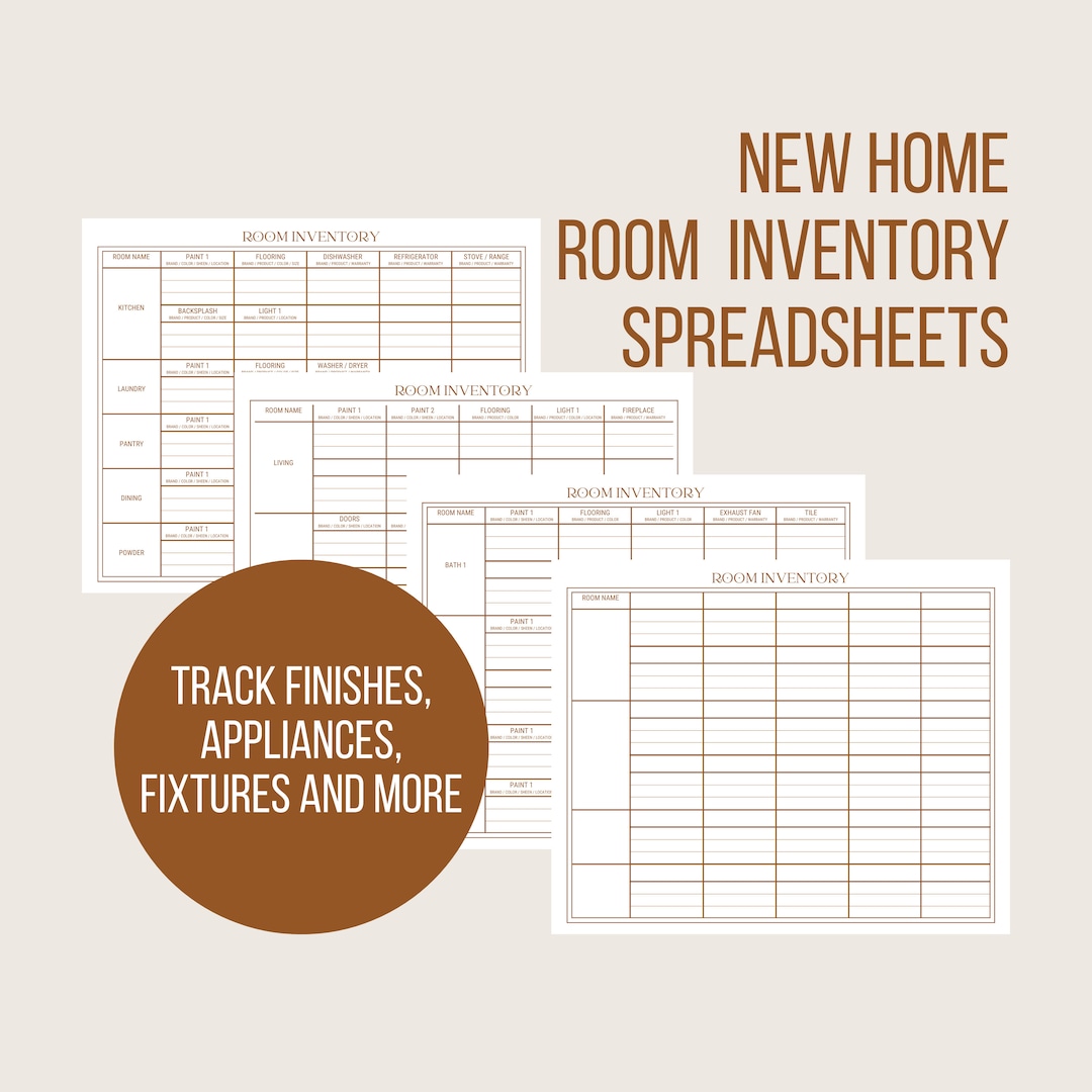Interior Finish Spreadsheets Appliance Inventory New Home Paint Color ...