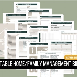 Home Management Binder Printable House Checklists Emergency - Etsy