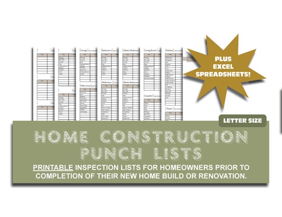 Home Construction Punch List Instant Download Printable Snag - Etsy