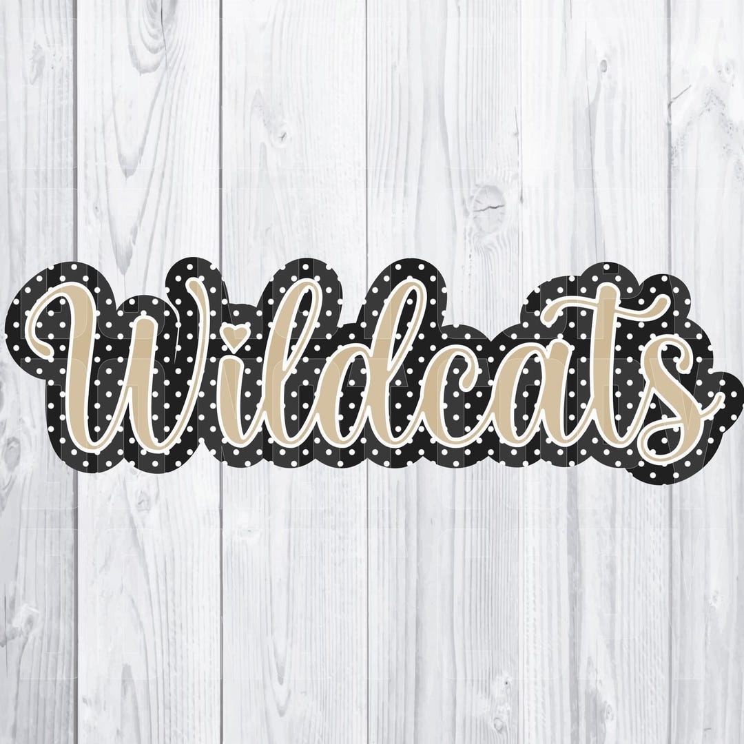 Polka Dot Gold and Black Wildcats Script, Sublimation Transfer, Direct ...