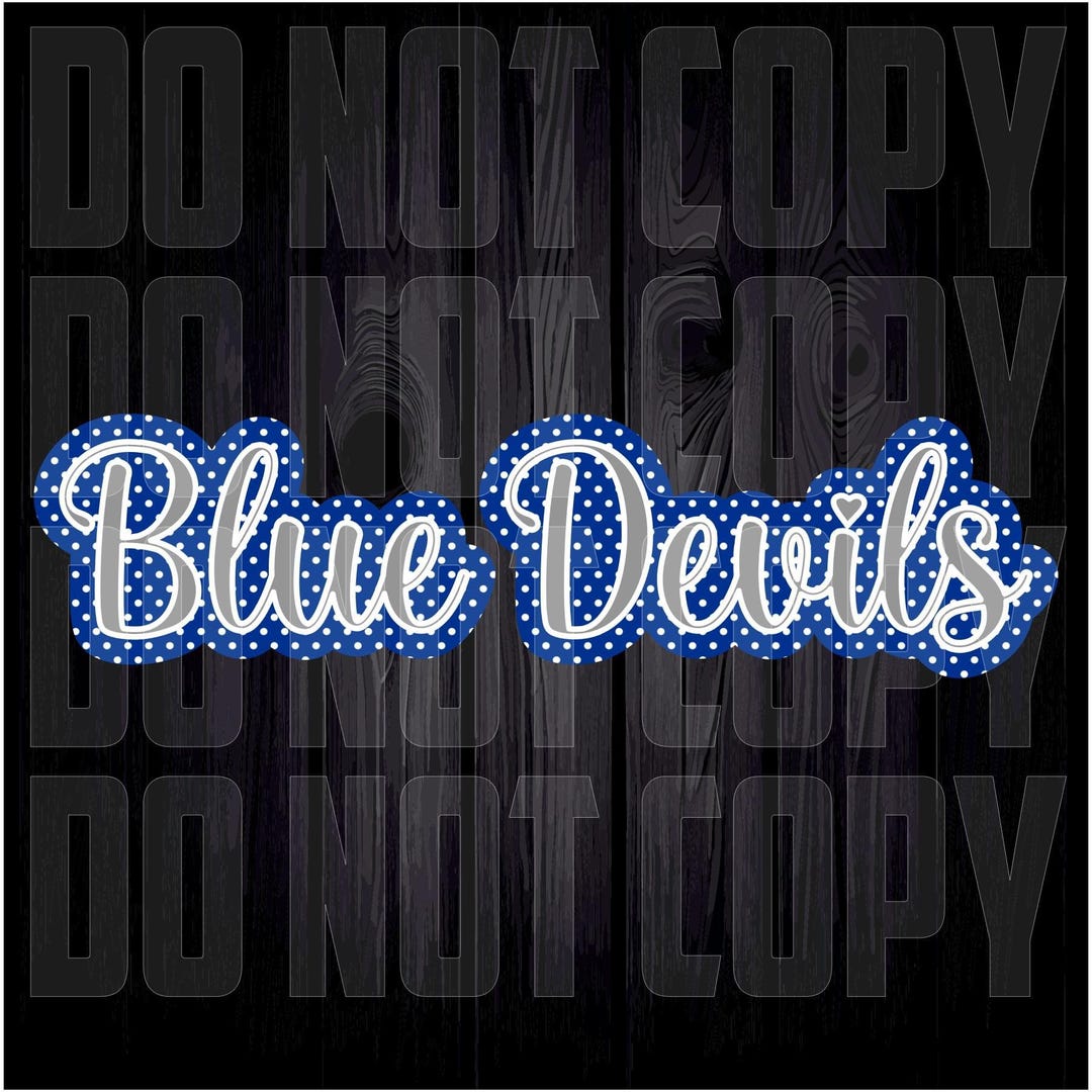 Polka Dot Blue and White Blue Devil Script, Sublimation Transfer ...