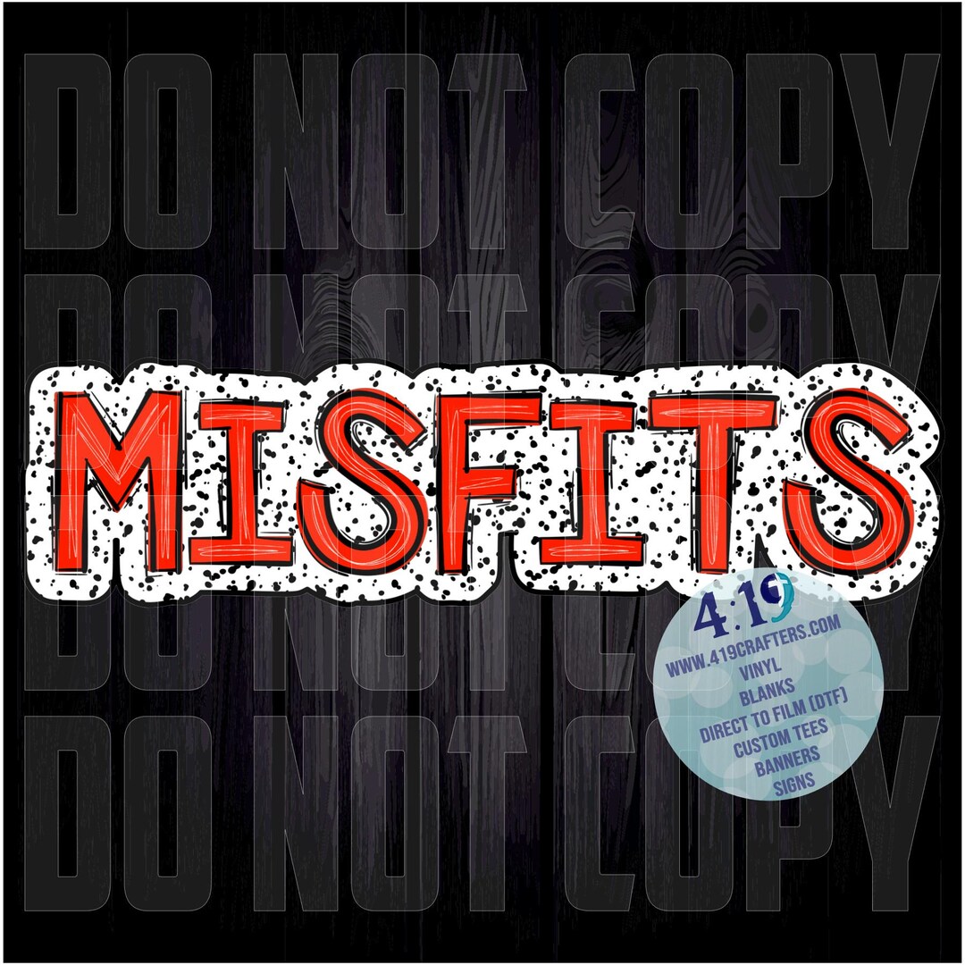 Red Misfits Dalmatian Word Digital File PNG, Sublimation Transfer ...