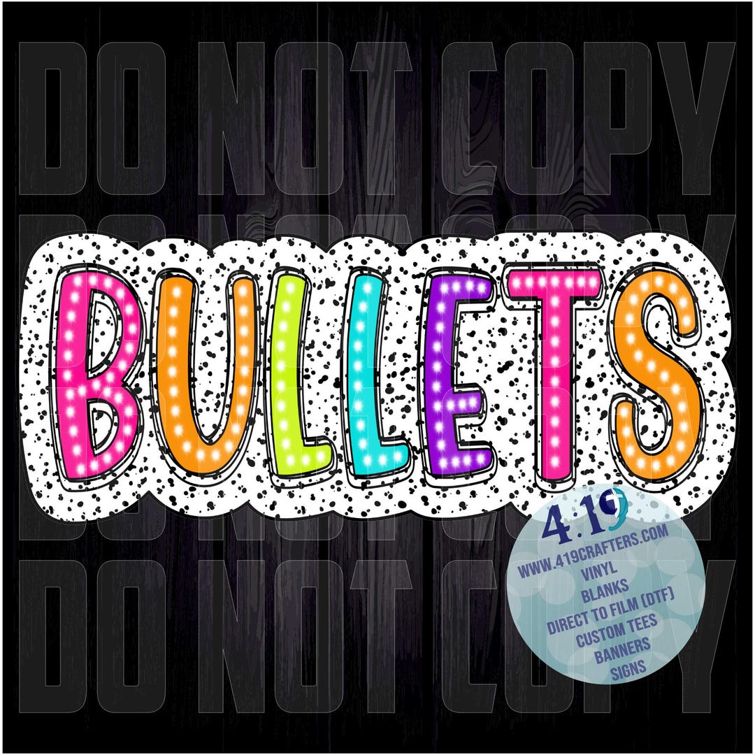 Multicolor Bullets Dalmatian Word, Sublimation Transfer, Direct to Film ...