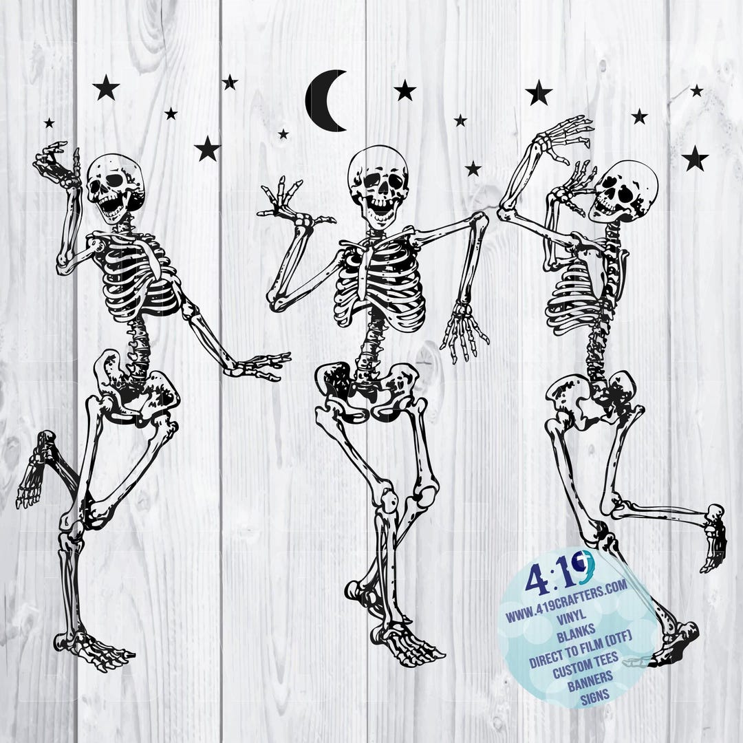 DANCING SKELETONS, Sublimation Transfer, Direct to Film Transfer, DTF ...
