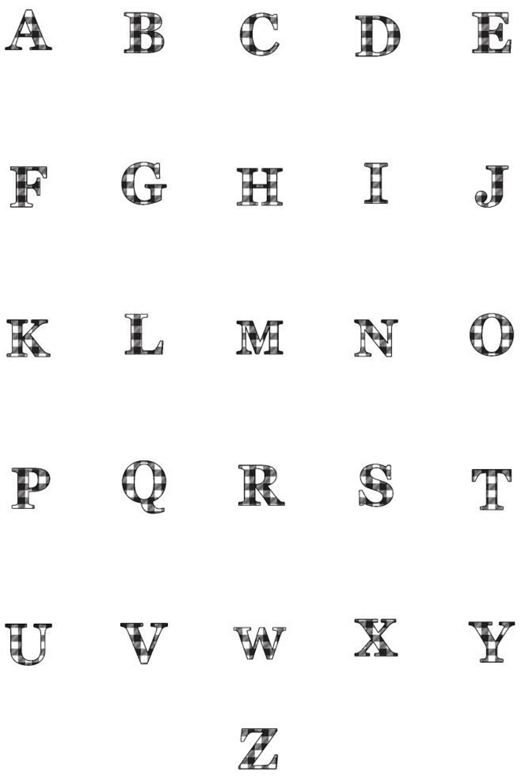 Plaid Alphabet - White Toner Laser Print Transfer/htv Transfer/ready to ...