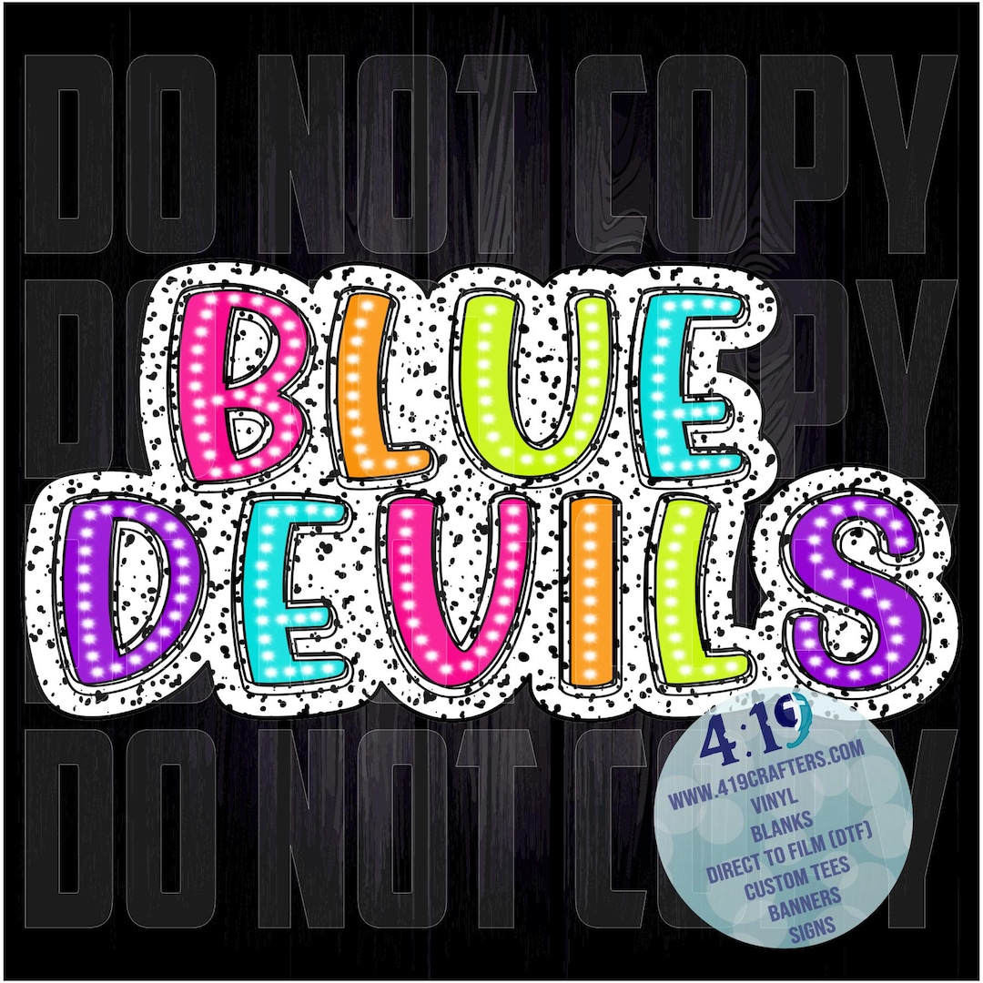 Multicolor Blue Devils Dalmatian Word Digital File PNG, Sublimation ...