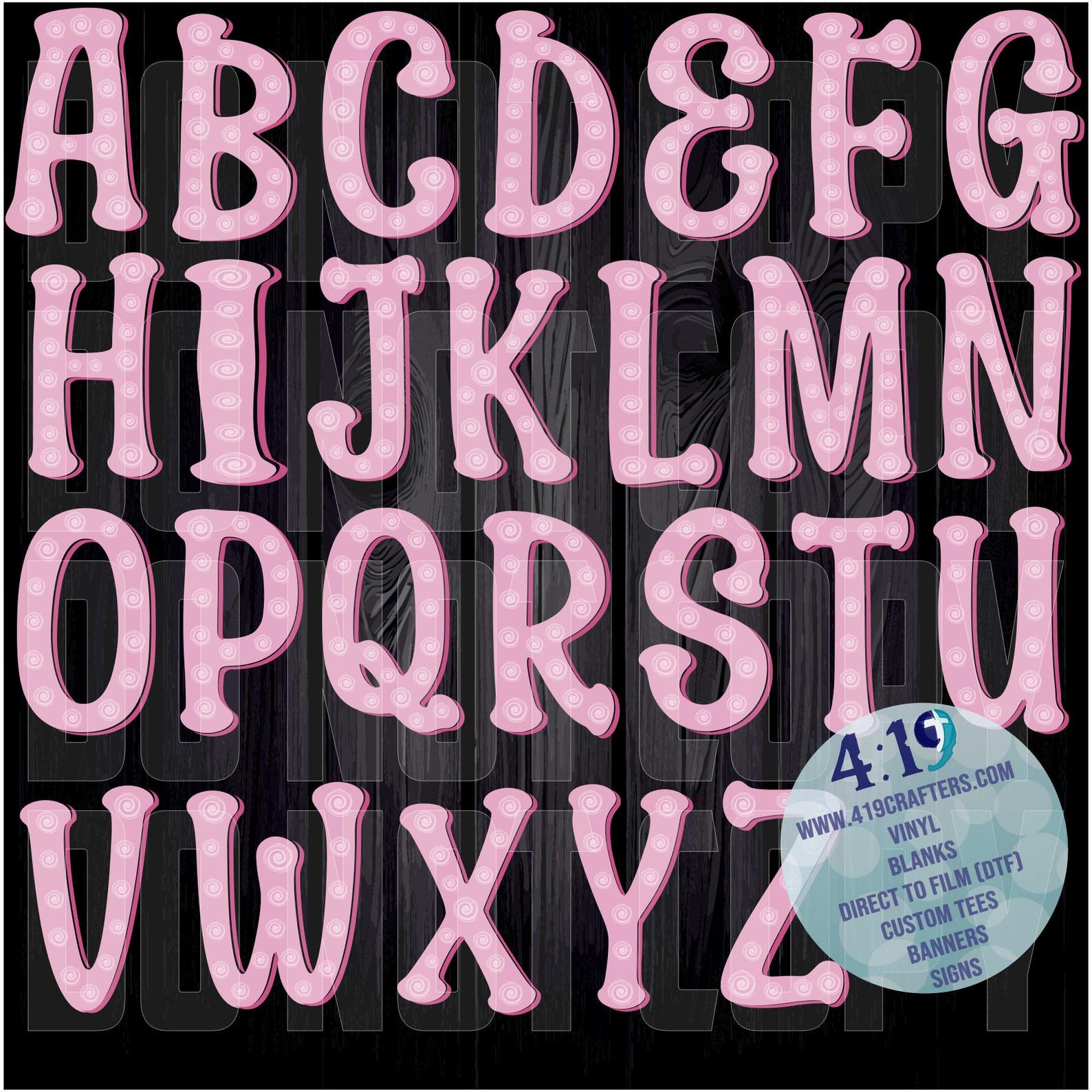Pink Doodle Font DIGITAL File PNG, Sublimation Transfer, Direct to Film ...