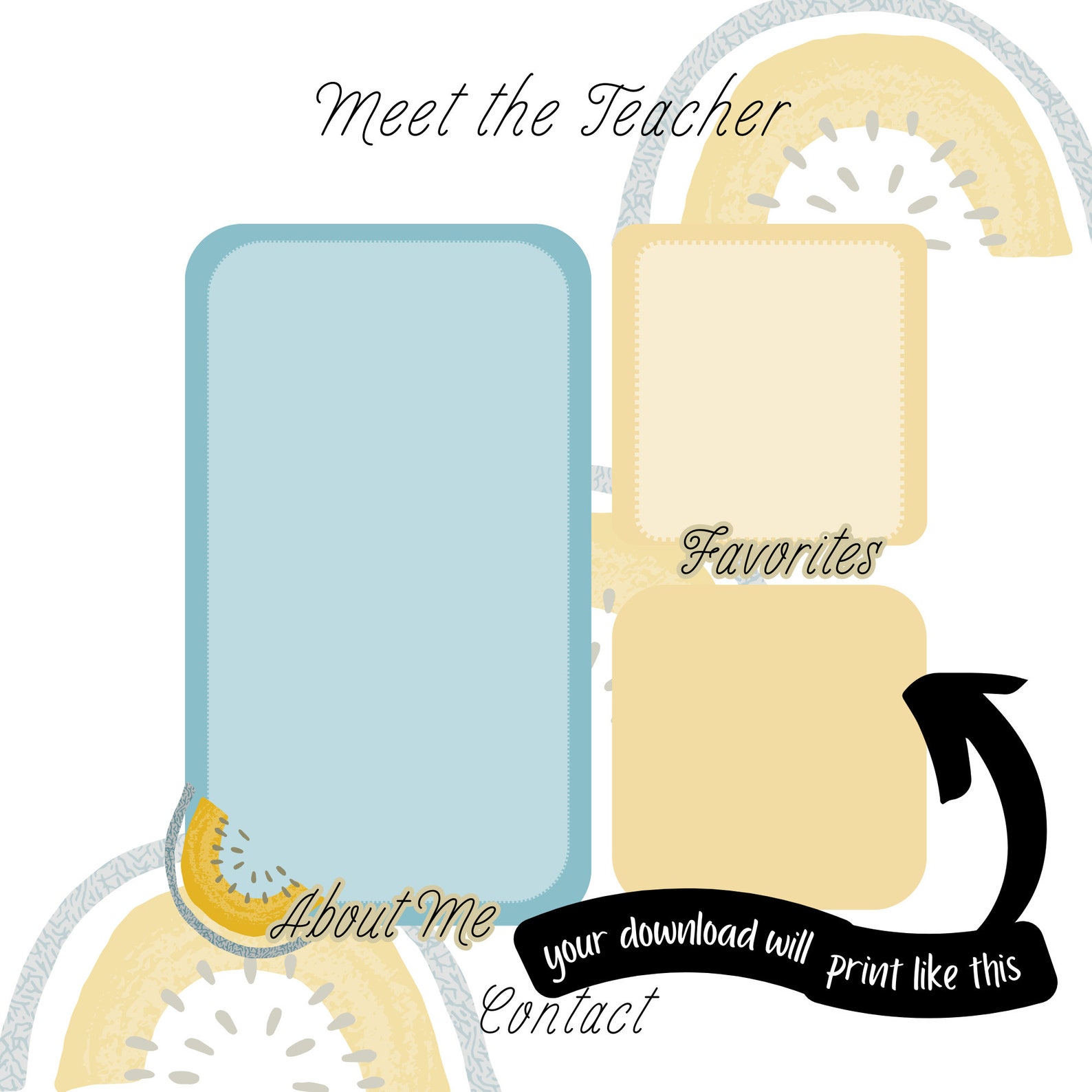 Printable Meet the Teacher Template School Forms - Etsy