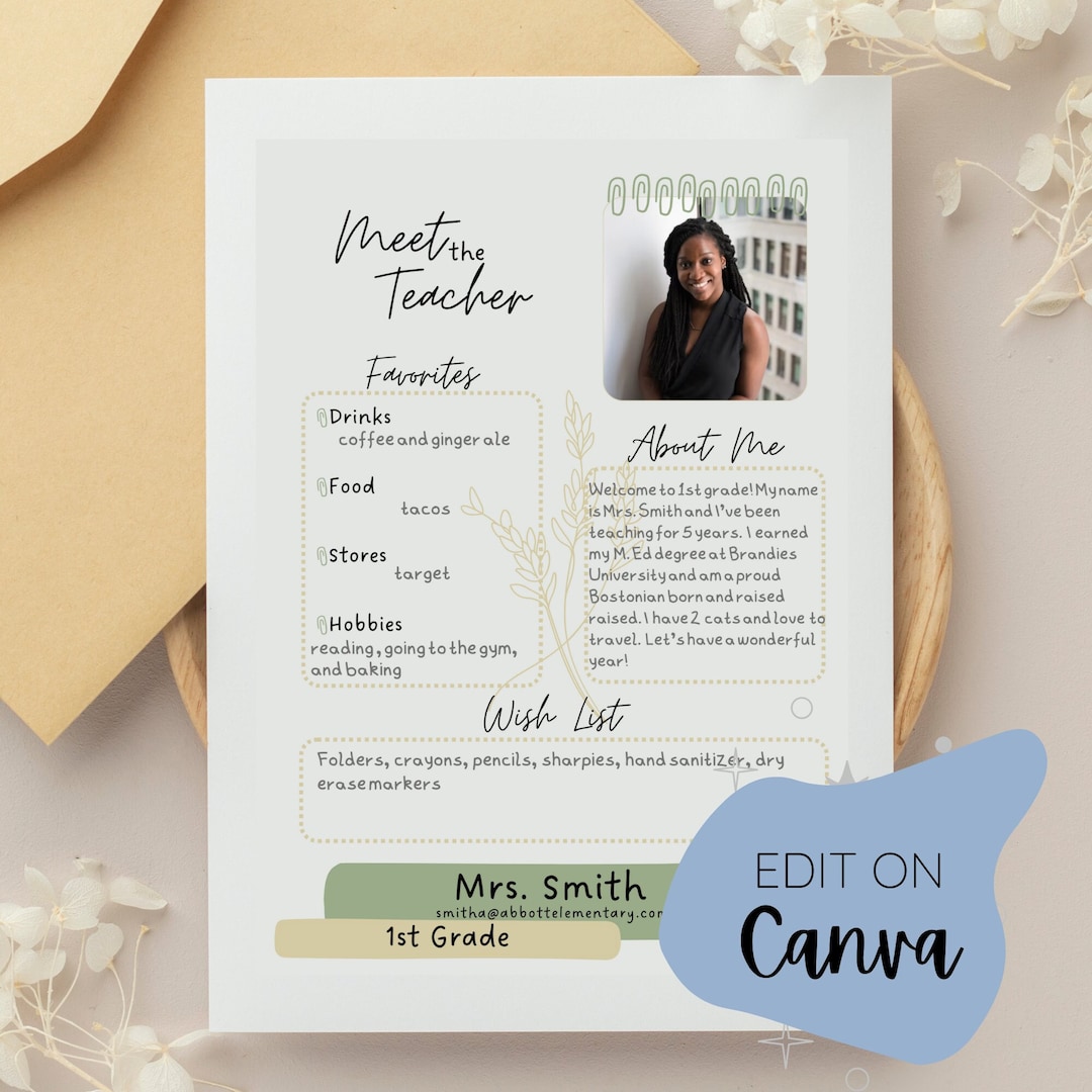 Editable Meet the Teacher Template- Minimalist Classroom - Etsy
