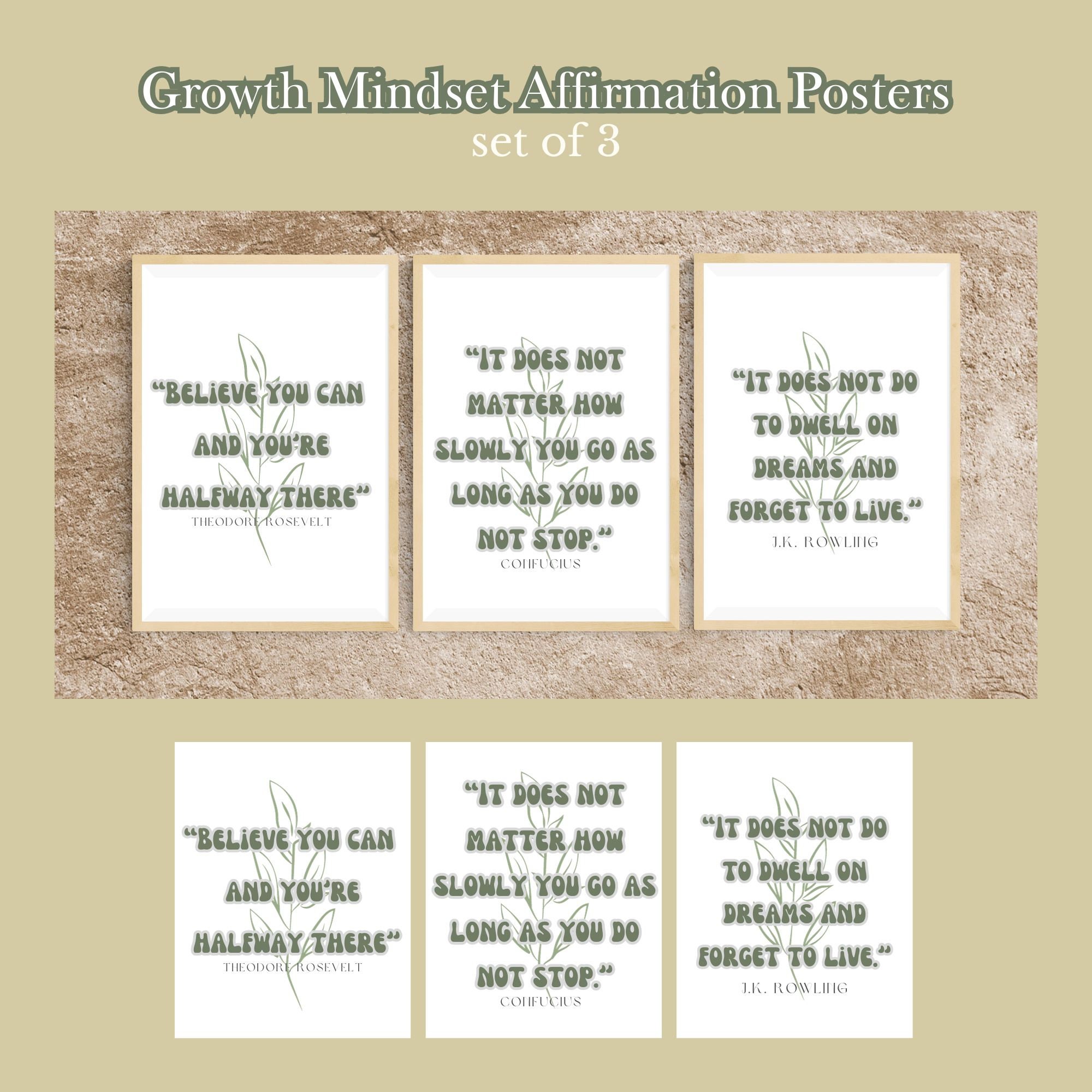Printable Growth Mindset/affirmation Posters- Set of 3 Sage Themed - Etsy
