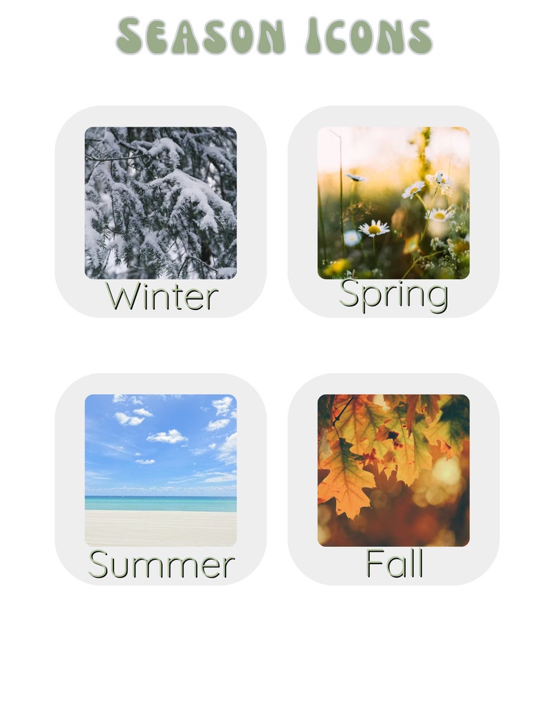 Reggio Emilia Inspired Weather and Seasons Chart With Icons- Sage ...