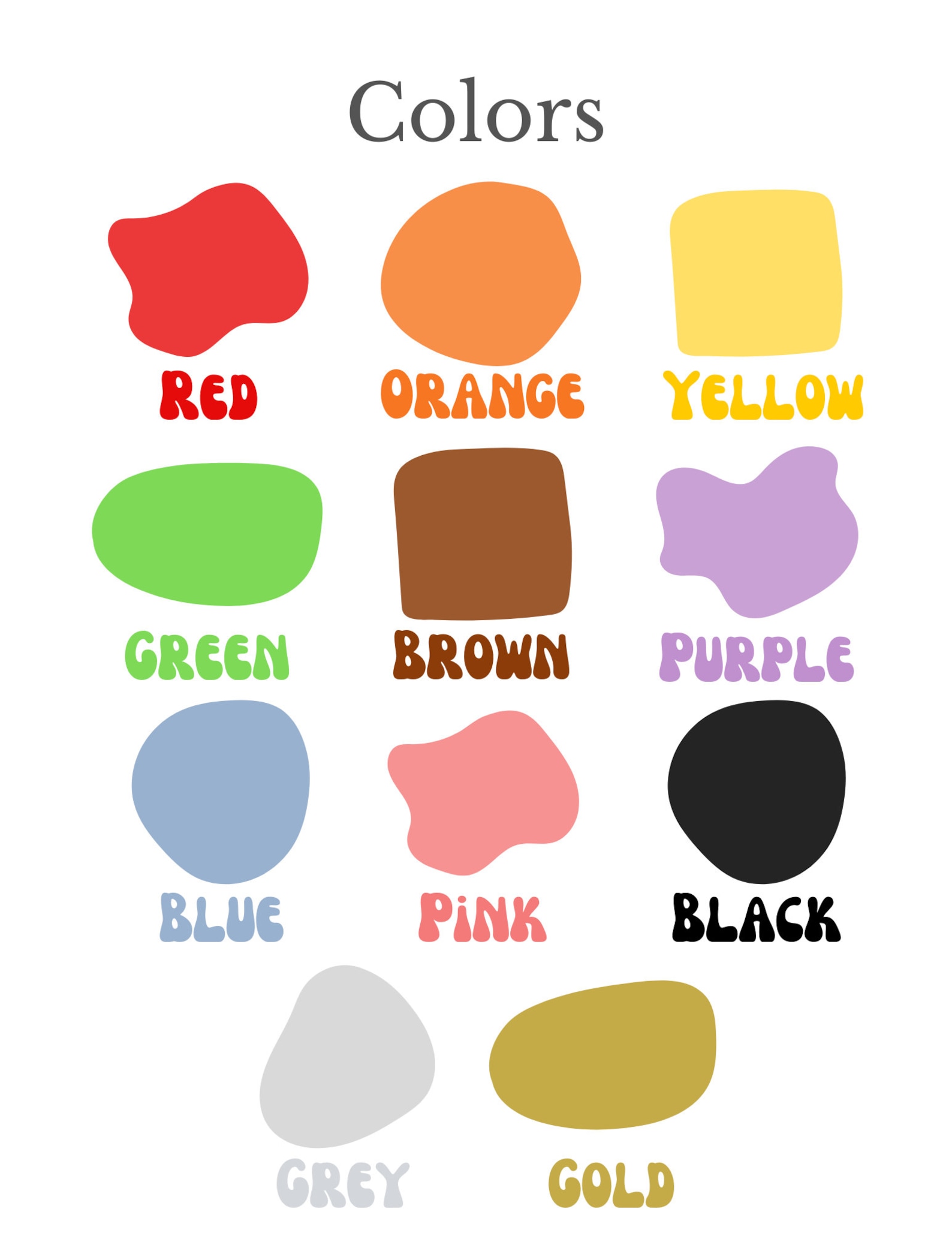 Printable Colors Chart (minimalist Classroom) - Etsy