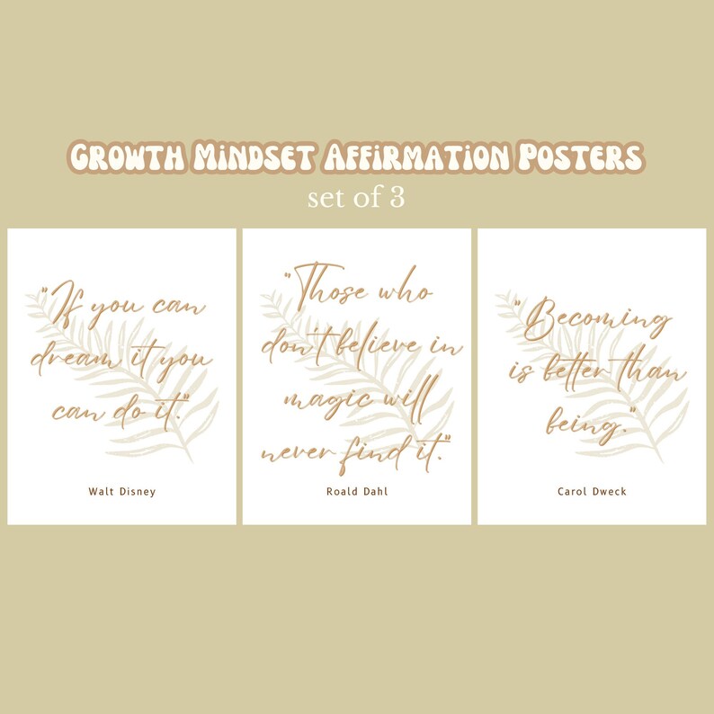 Printable Growth Mindset/affirmation Posters- Set of 3 - Etsy