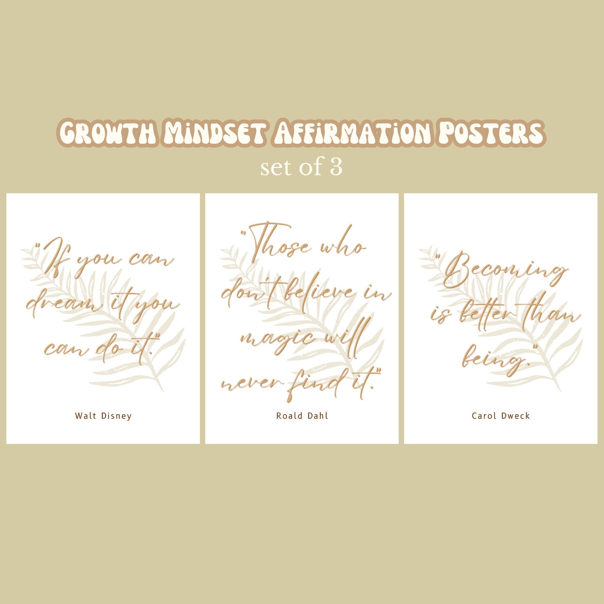 Printable Growth Mindset/affirmation Posters- Set of 3 - Etsy