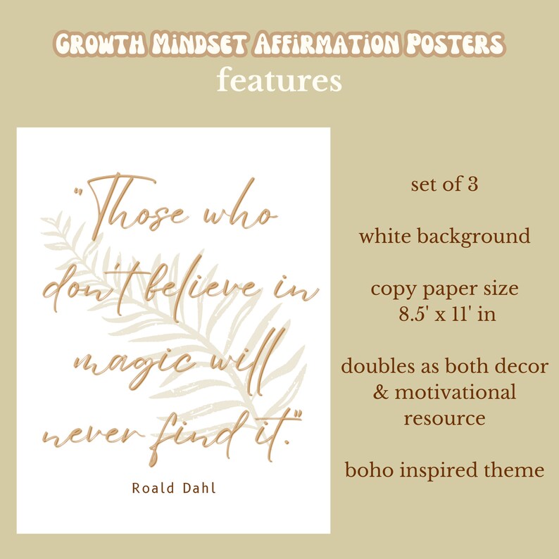 Printable Growth Mindset/affirmation Posters- Set of 3 - Etsy