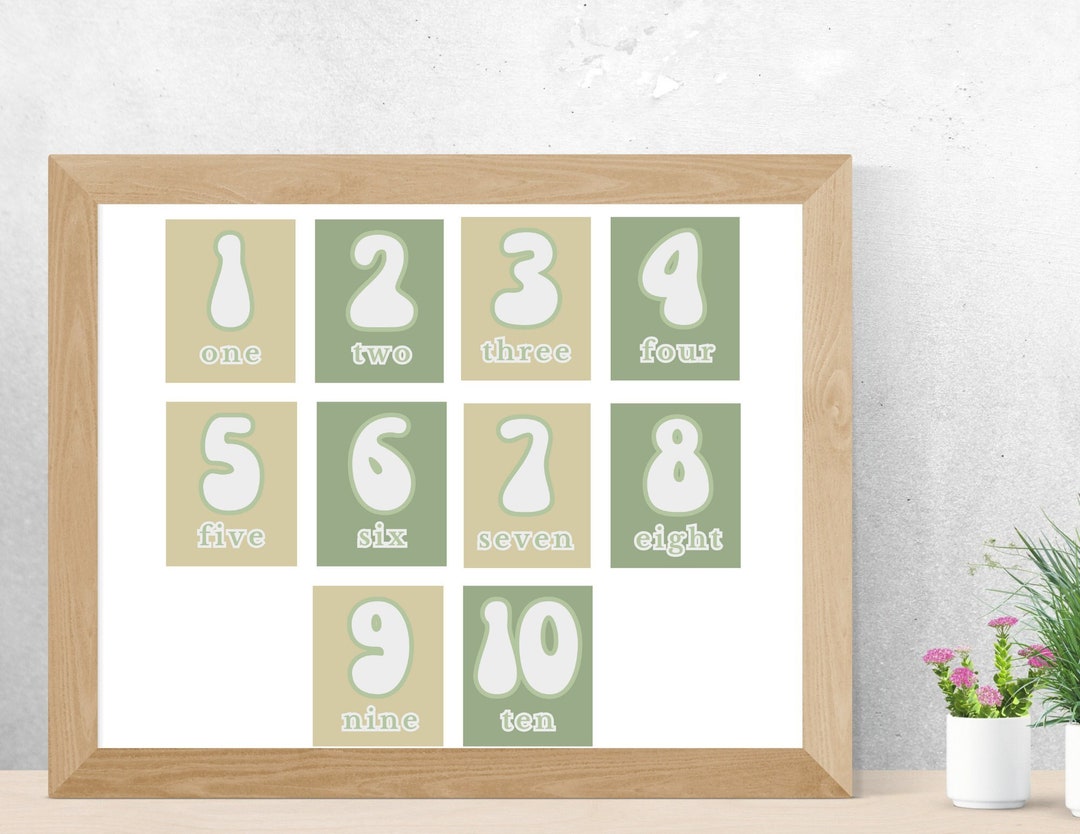 Printable Number Flash Cards- Sage Neutrals (minimalist Classroom) - Etsy