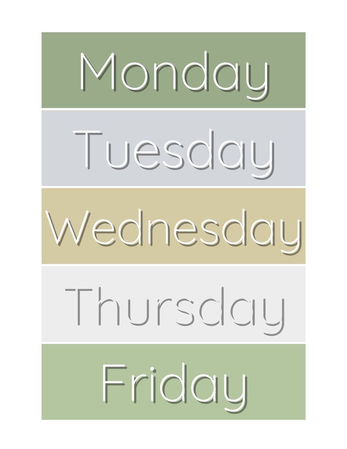 Days of the Week - Sage Neutral Printable (minimalist Classroom) - Etsy