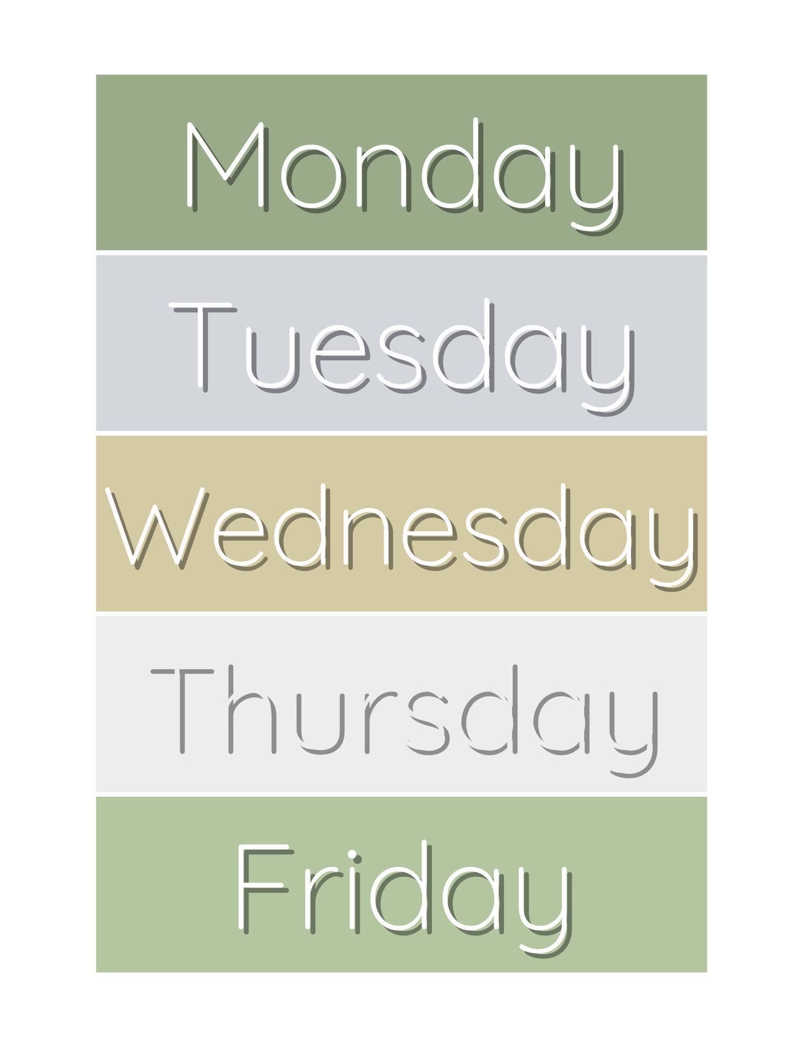 Days of the Week - Sage Neutral Printable (minimalist Classroom) - Etsy