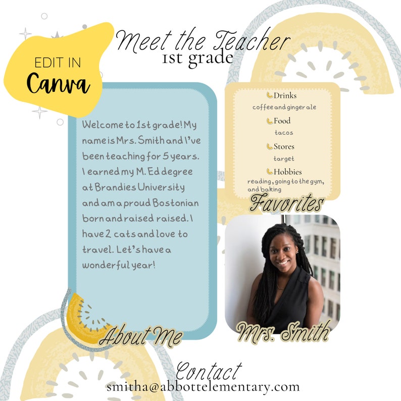 Editable Meet the Teacher Form- Canva Template - Etsy