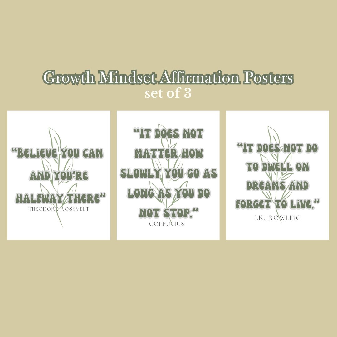 Printable Growth Mindset/affirmation Posters- Set of 3 Sage Themed - Etsy