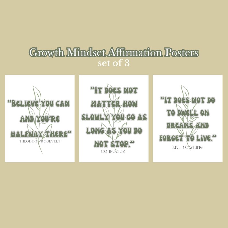 Printable Growth Mindset/affirmation Posters- Set of 3 Sage Themed - Etsy