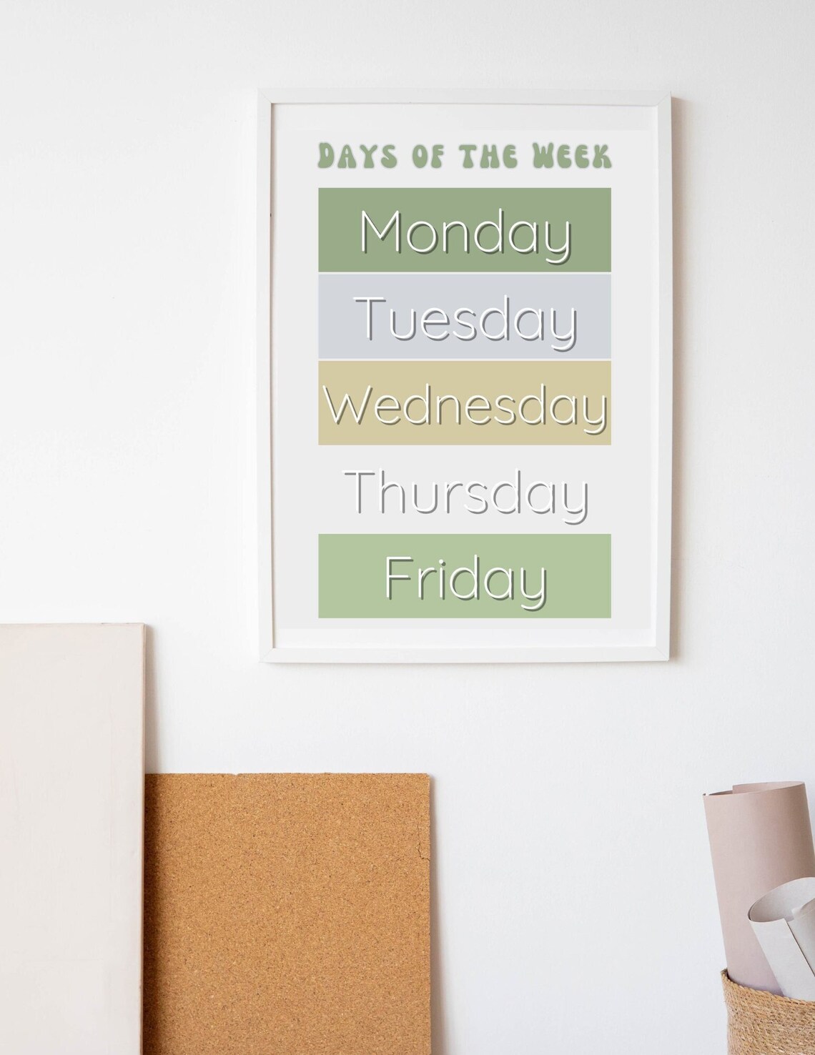 Days of the Week - Sage Neutral Printable (minimalist Classroom) - Etsy