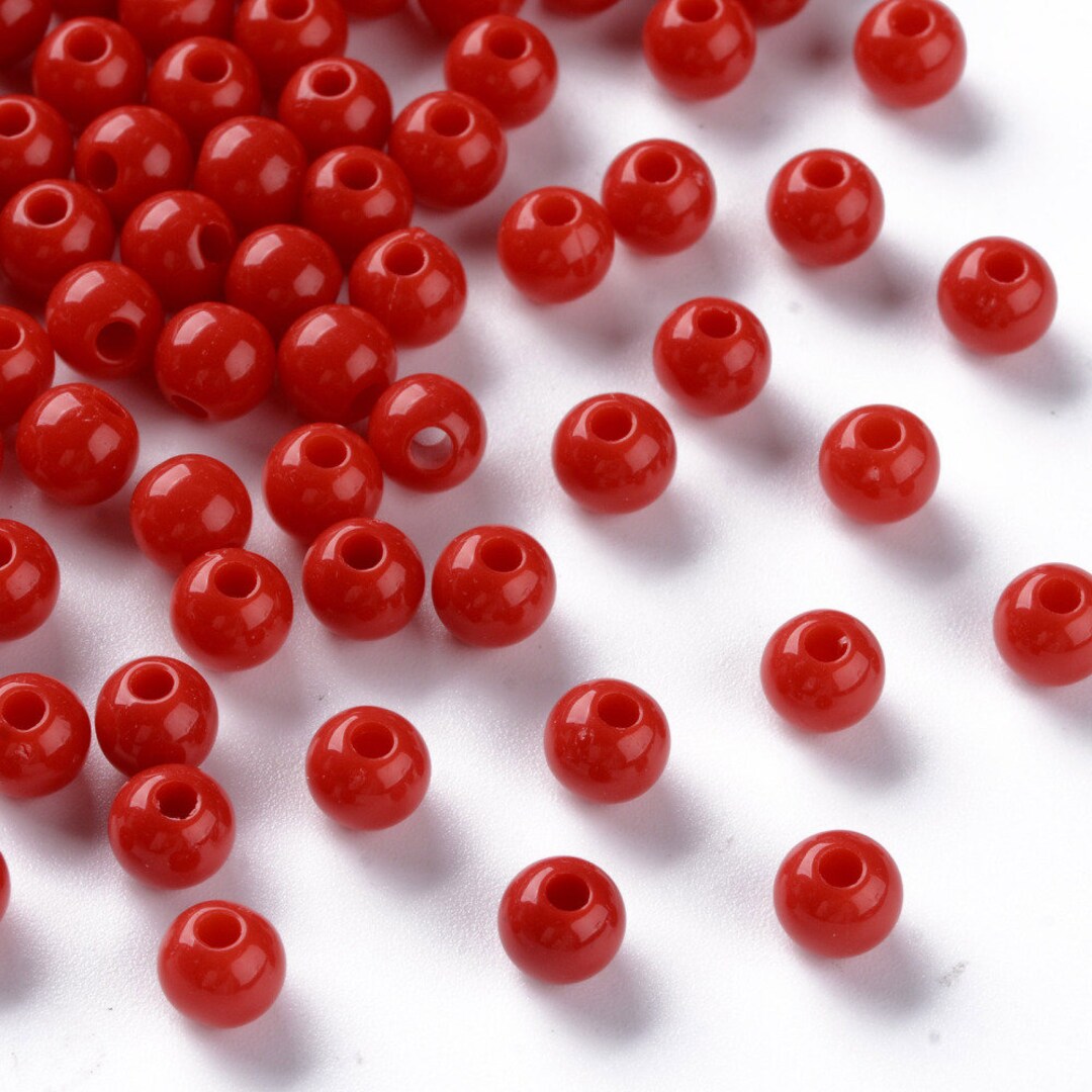 Pack of 200 Opaque Acrylic 6mm Round Large Hole Beads Red - Etsy