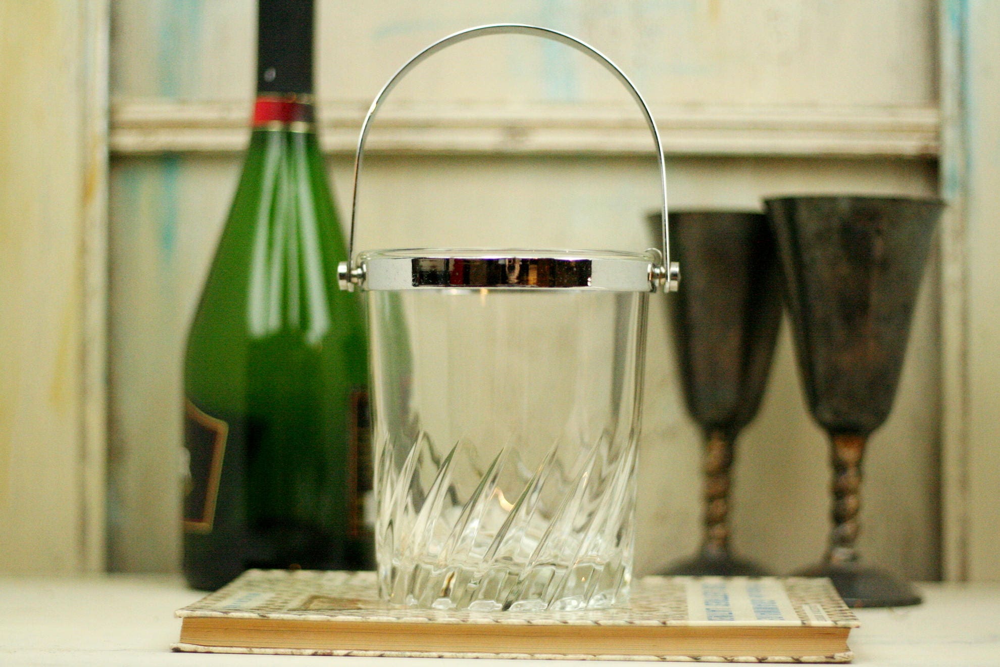 Ice Bucket Glass Ice Bucket Cut Glass Luminarc Vintage - Etsy