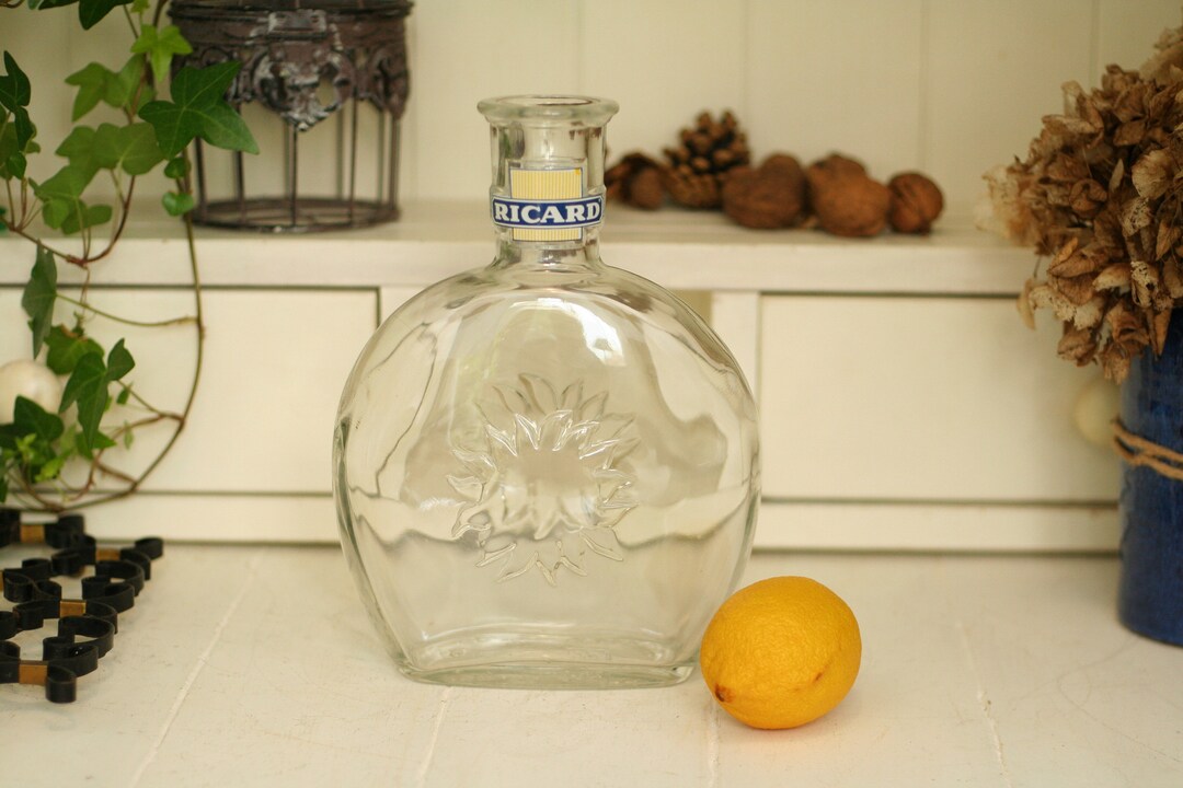 Rare 1 Litre Ricard Glass Jug - Water Jug Carafe - Retro French Barware ...