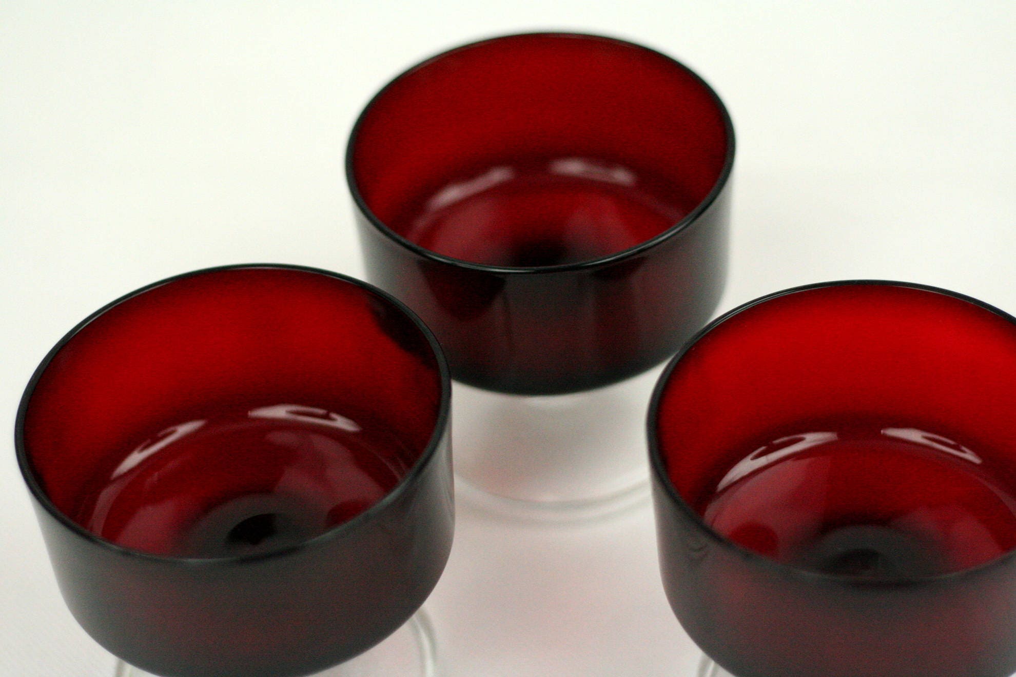3 Ruby Red Glass Cups by Luminarc France Champagne Coupe - Etsy