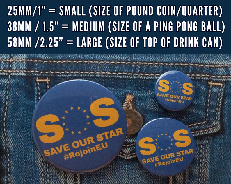 SOS Save Our Star RejoinEU pin button badge pro-EU fridge | Etsy