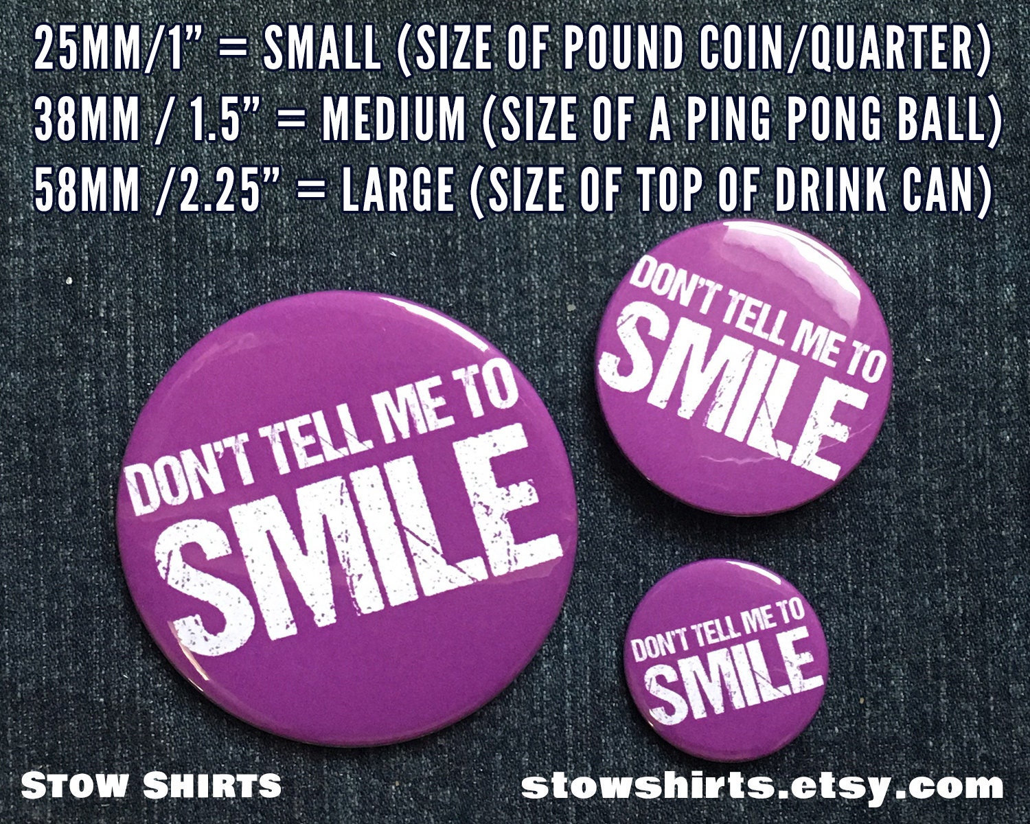 Don't Tell Me to Smile Pin Button Badge Feminist Pin - Etsy UK