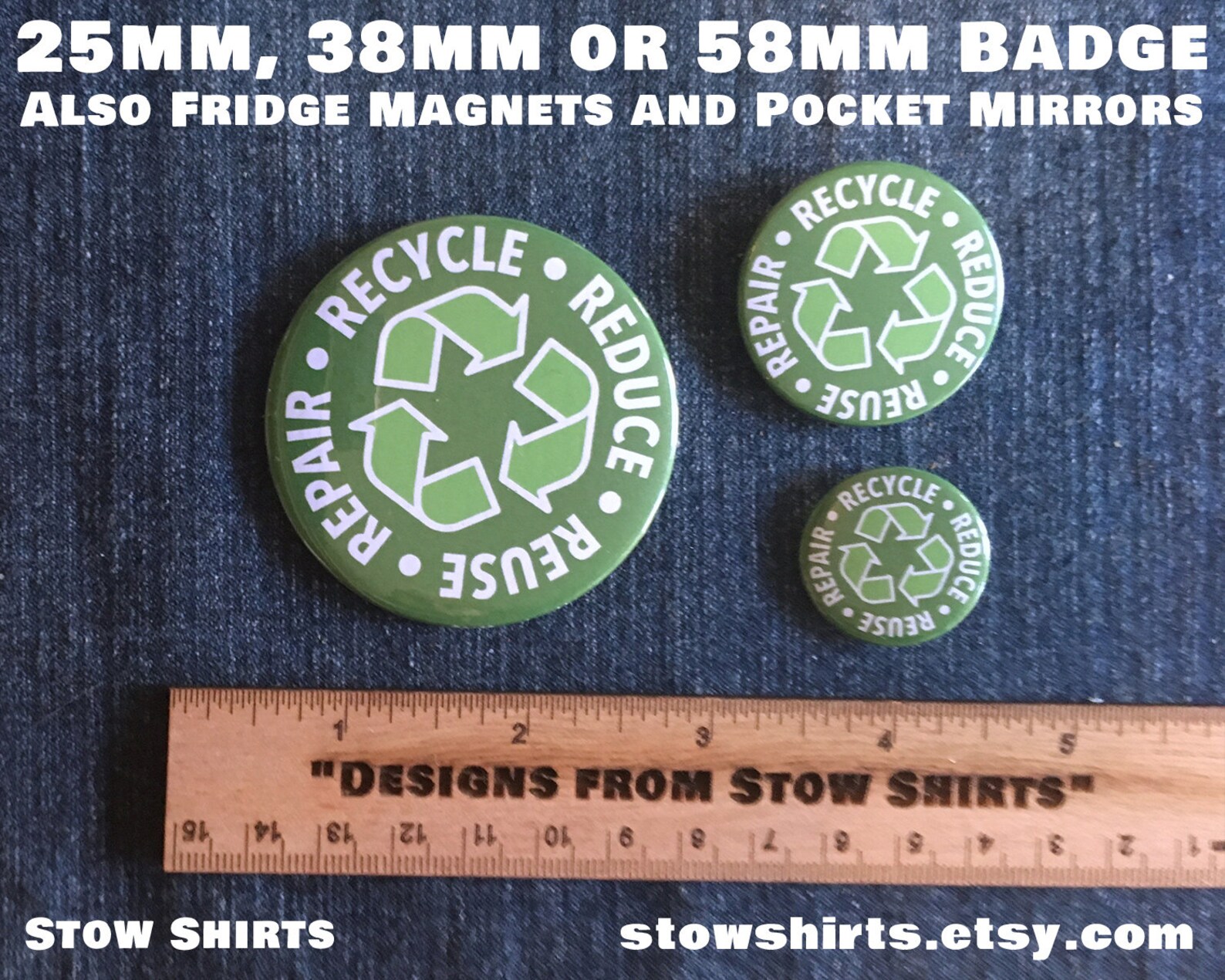 Reduce Reuse Repair Recycle Pin Button Badge 25mm 38mm - Etsy