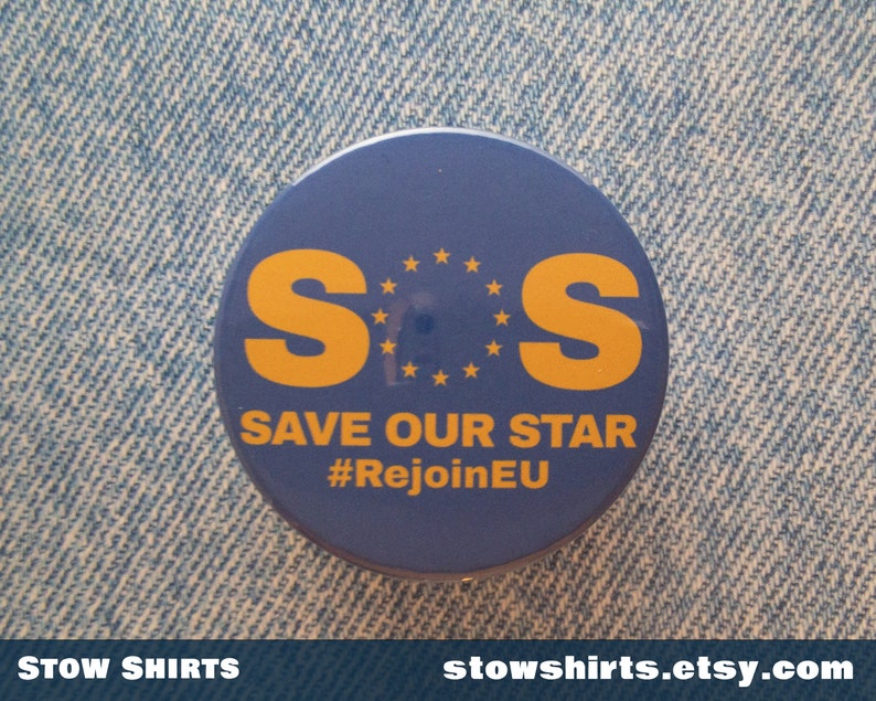 SOS Save Our Star RejoinEU pin button badge pro-EU fridge | Etsy