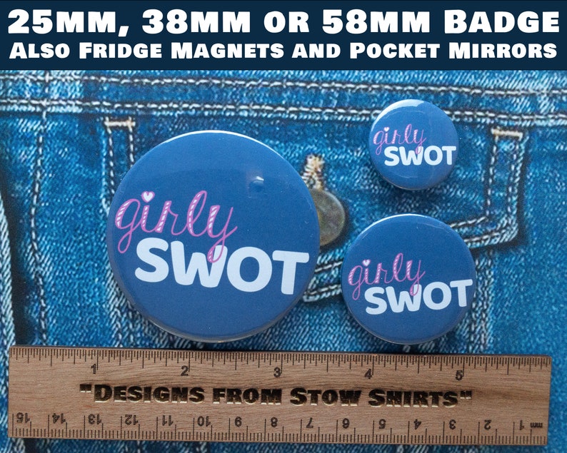 Girly Swot Pin Button Badge 25mm 38mm 58mm Fridge Magnet - Etsy