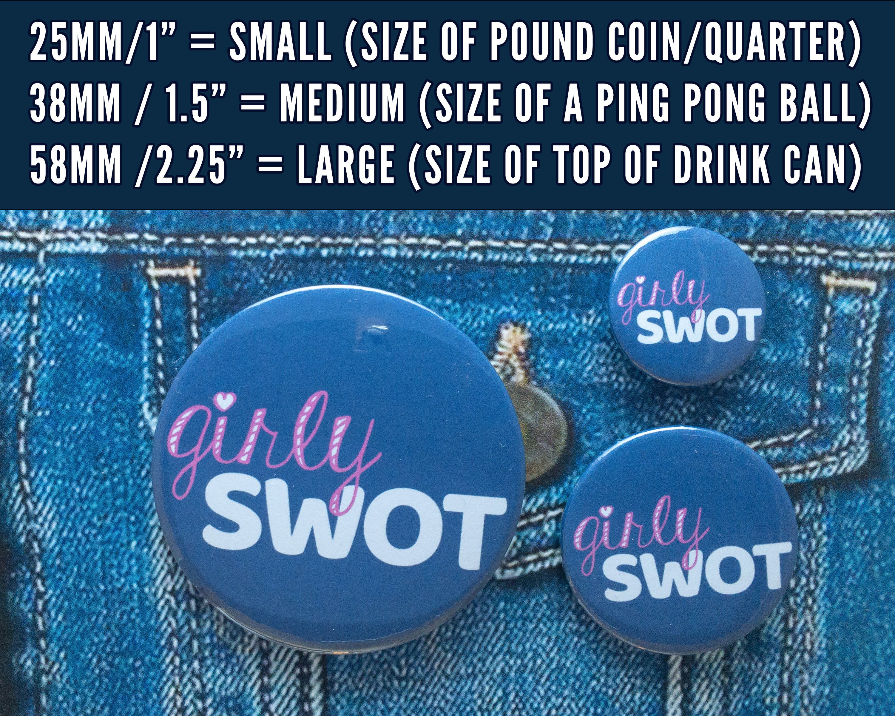 Girly Swot Pin Button Badge 25mm 38mm 58mm Fridge Magnet - Etsy